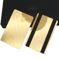 China Laser Engraved 24K Gold Chrome Blank Metal Credit Card 85x54mm with Dual Chip Slot and Etched Magnetic Strip for sale