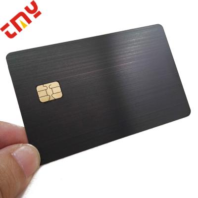 China Custom Stainless Steel Brushed VIP Metal Card 85x54mm Anodized Black Gold Silver with Chip 4428 or 4442 for sale