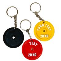 China Custom Soft Rubber 3D Keychain 50mm Lightweight Fitness Gym Equipment Plate Durable for sale