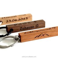 China Custom Eco-Friendly Wooden Keychain 3D Logo Blank Cross Round Animal for Wedding Birthday Engraving 50mm for sale