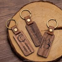 China Custom Eco-Friendly Wooden Keychain 3D Logo Blank Cross Round Animal for Wedding Birthday Engraving 50mm for sale
