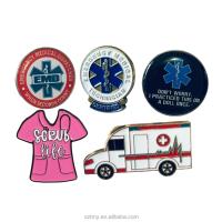 China Custom 3D Embossed Doctor Medical Brooches Enamel Caduceus Stethoscope Heart Pin 1.5mm Thick for sale
