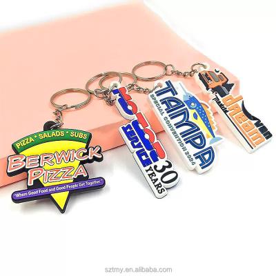 China Custom 3D Soft PVC Keychain with Metal Ring Promotional Business Gift Die Cut Irregular Shape 48x18mm for sale