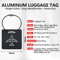 China Gold-Plated Polished Aluminum Metal Luggage Tags Mini Laser Engraving Custom Logo Steel Wire For Travel Bags Modern for sale