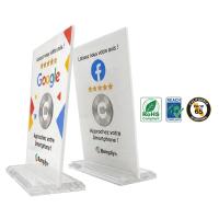 China Premium Clear Acrylic NFC Business Card Custom Contactless Digital Feedback Stand NFC213 Chip Waterproof Google Business for sale