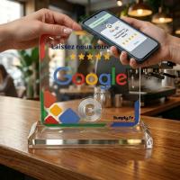 China Premium Clear Acrylic NFC Business Card Custom Contactless Digital Feedback Stand NFC213 Chip Waterproof Google Business for sale