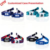 China Custom RFID NFC Waterproof Wristband TAG 215 Programmable 13.56MHz Woven Fabric Mini Polycarbonate Tag Membership Card Hotel for sale