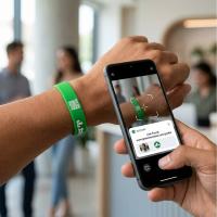 China Custom Printed QR Code Silicone Wrist Band Waterproof Silicone Bracelet For Marathon Exhibition Event Staff Check In for sale