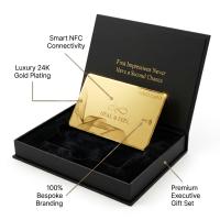 China Premium 24K Gold Plated Metal NFC Card Set With Luxury Matte Black Box For VIP Club And Executive Gifting for sale