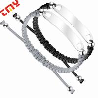 China Engraved Adjust DIY Blank Custom Logo Handmade Friendship Wristband Stainless Steel Woven Bracelet for Promotion Gift for sale