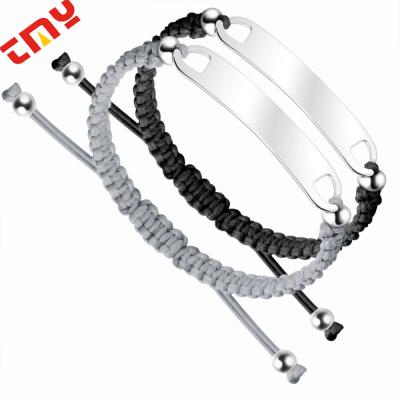 China Engraved Adjust DIY Blank Custom Logo Handmade Friendship Wristband Stainless Steel Woven Bracelet for Promotion Gift for sale