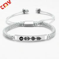 China Engraved Adjust DIY Blank Custom Logo Handmade Friendship Wristband Stainless Steel Woven Bracelet for Promotion Gift for sale