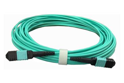 China MPO 12F Female OM4 Aqua Color 3.0mm 15m LSZH MPO Patchcord cable for sale