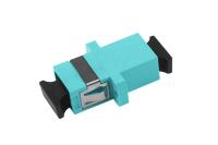 China SC Simplex OM3 Fiber Optic Single Mode Adapter Coupler Aqua Blue With Flange for sale