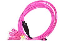 China Multimode Type B Duplex OM4 Fiber Optic Cable LC UPC LSZH MPO Breakout Cable for sale