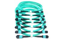 China Female To Male Fiber Patch Cord OM3 3M MPO MTP Trunk Cables Aqua Blue for sale