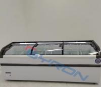 China Curved Glass Sliding Door Island Freezer Commercial Deep Freezer 350L 220V for sale