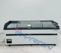 China Curved Glass Sliding Door Island Freezer Commercial Deep Freezer 350L 220V for sale