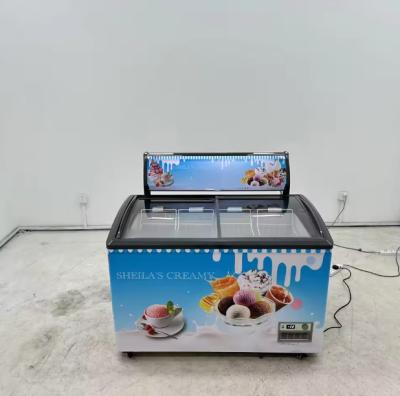 China Commercial Glass Top Display Chest Freezer 105L 220V Ice Cream Refrigerator for sale