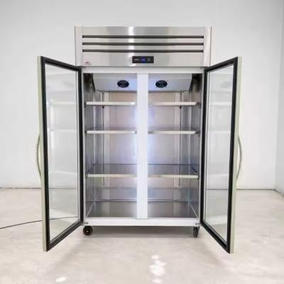 China Commercial Glass Door Display Freezer Upright 400L 220V R290 Refrigerant Freezer for sale
