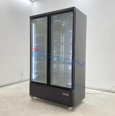China OEM Double Door Commercial Glass Door Upright Freezer 500L 220V Air Cooling for sale