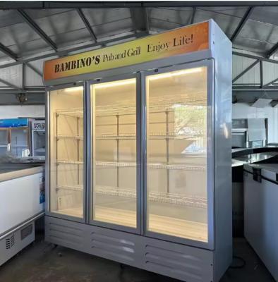 China Glass Front Beverage Fridge 3 Doors Merchandiser Refrigerator for sale