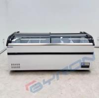 China Curved Glass Top Island Freezer Commercial Display Freezer 220V 400W for sale