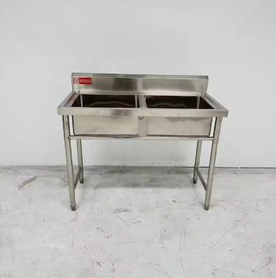 China Food Grade Stainless Steel Double Sink CE Certified 0.8mm Thickness Commercial Kitchen Sink for sale