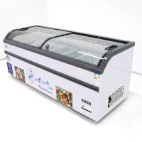 China Energy Efficiency Glass Top Display Freezer Horizontal Island Refrigerator for sale