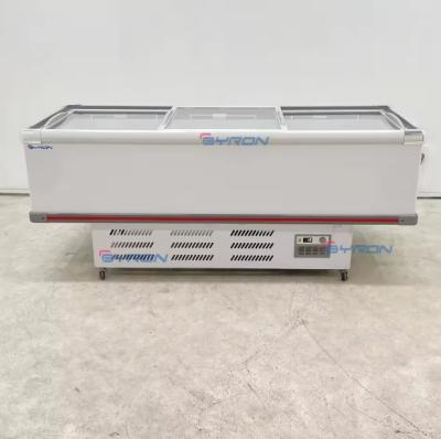 China OEM Glass Top Commercial Freezer Island Deep Freezer 460L 220V CE ISO for sale