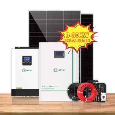 China Sunpok Hybrid Solar System Kit 7kw 8kw 10kw Grid Tie On Grid Hybrid Solar Inverter for sale