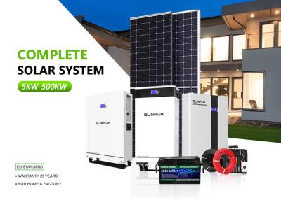 China Hybrid Inverter Solar System 10kw 50kw 500kw Lithium Ion Battery Roof Mounting Home Use for sale