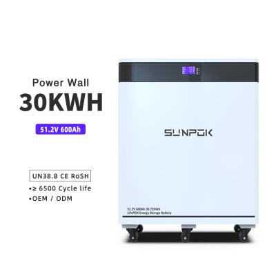 China 48V 600Ah Lithium Lifepo4 Lipo4 Battery 51.2V 30Kwh Energy Storage 30Kw Battery for Solar Power System for sale