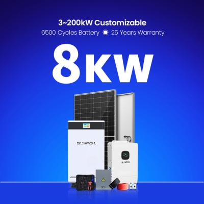 China Solar Energy System Full Complete Package 5kw 8kw 10kw 10 Kw Hybrid Off Grid Kit For Home With Lithium Ion Battery for sale