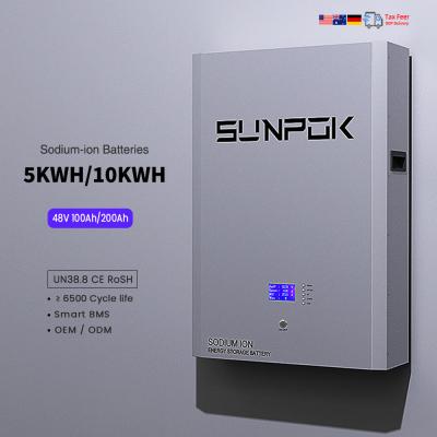 China Sodium Battery 48V Battery Energy Storage 5Kwh 48V 200Ah 100Ah Lifepo4 Wall Mounted Sodium Ion Battery Pack for sale