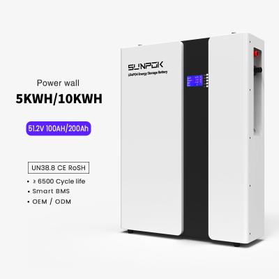 China Solar Energy Storage System 48V 100ah 200ah 5kwh 10kwh Home Solar Battery 48v Lifepo4 Lithium Ion Battery for sale