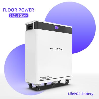 China 30KWh 51.2V Portable Floor-Mounted 600AH LiFePO4 Battery Pack CAN IP65 Deep Cycle Home Energy Storage Hybrid Split for sale