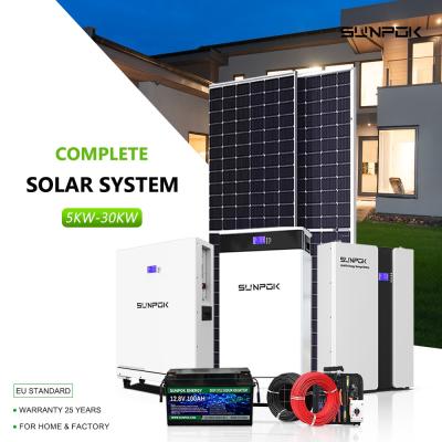 China Solar Energy System 220V Off-Grid With Storage 5Kw 8Kw 12Kw 15Kw Hybrid Solar System Complete for sale