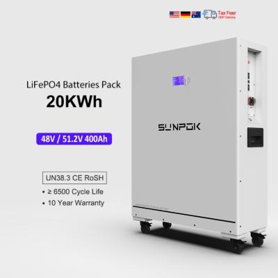 China 20KWh Lifepo4 Lithium Ion Batteries 51.2V 400Ah Home Solar Energy Storage System for sale