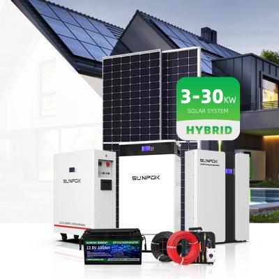 China Complete Solar Suite 20Kw 30Kw 50Kw Household Solar Power Generation System 10Kw Hybrid Solar System Panel 1000w 10000W 3-Phase for sale