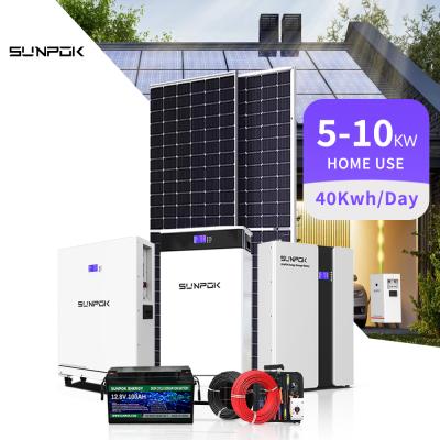 China Off Grid Solar Power System 5kW 10kW 20kW Solar Panels With Battery And Inverter Kit Complet Hybrid Solar Energy System For Home for sale