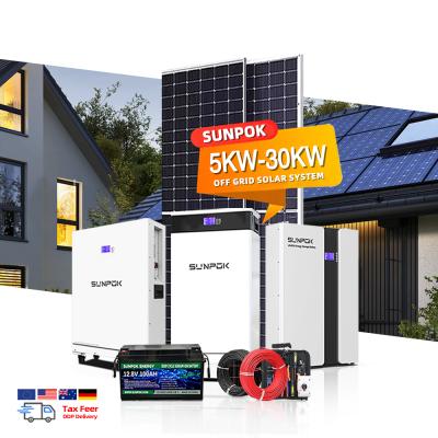 China Complete Home Solar System Kit 5kw 10kw 15kw Hybrid Solar Battery Energy System 10kwh Lithium Batteries for sale