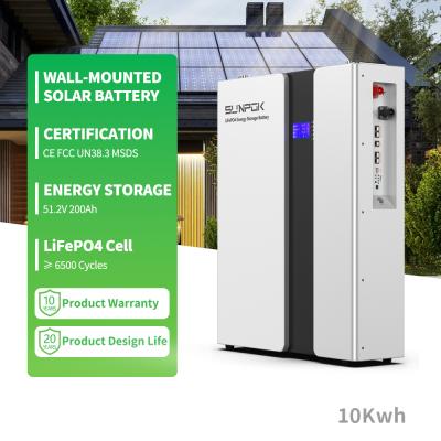 China Manufacturer 51.2V 200Ah 10kWh LiFePO4 Battery Lithium Ion Battery Solar Energy Storage System Wall-Mounted for sale