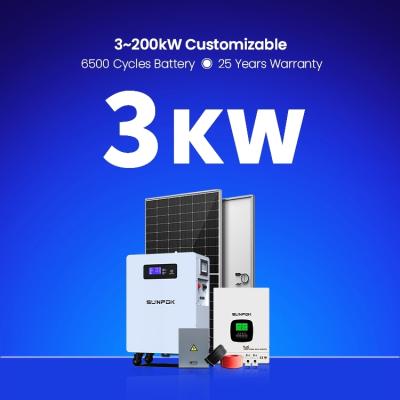 China Complete Home Off Grid 1kw 3kw 5kw Solar System on Grid Lithium Solar Energy Storage Kit for sale
