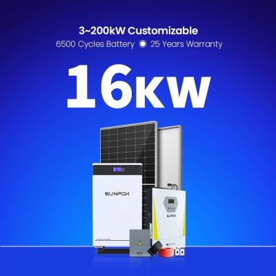 China Hybrid Portable Solar Power Systems 16Kw 18Kw 20Kw Lithium Battery Energy Storage Solar System for sale