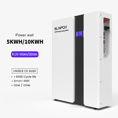 China Lithium Iron Phosphate 51.2V 200Ah Lifepo4 Battery Wholesale 48V 10kWh Home Battery New Energy Power Wall for sale