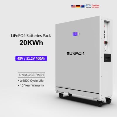 China 48V 51.2V 400ah 20kwh Lithium Ion LiFePO4 Solar Battery Pack for Home Use Energy Storage for sale