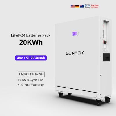 China 48V 51.2V 400Ah Lithium-Ion Lifepo4 Battery Pack 20kw Vertical Solar System Home Energy Storage for sale