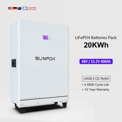 China 48V 400Ah Lifepo4 Battery 51.2V 20kWh Batteries Lithium Ion Battery Solar 51.2V Home Energy Storage System for sale
