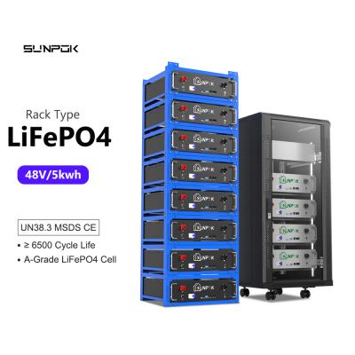 China 48V 51.2V Rack Mounted Lithium Ion Battery 5kWh 10kWh Home Energy Storage System 48V Solar LiFePO4 Battery Pack for sale